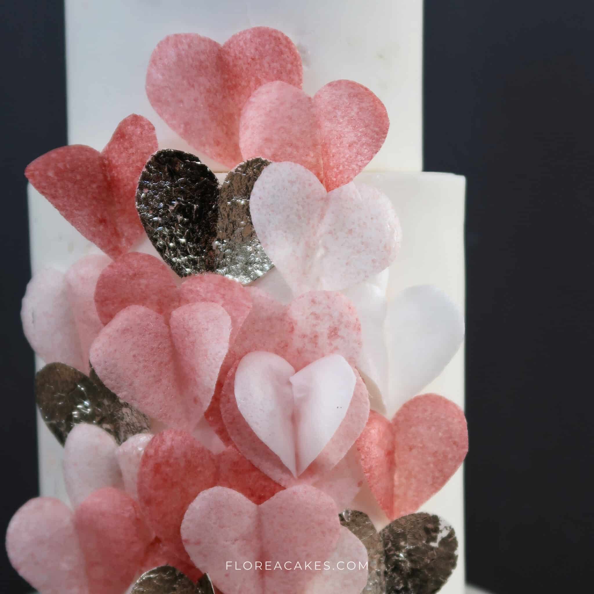 How to Create Wafer Paper Hearts Cake Decor 💕 | Florea Cakes
